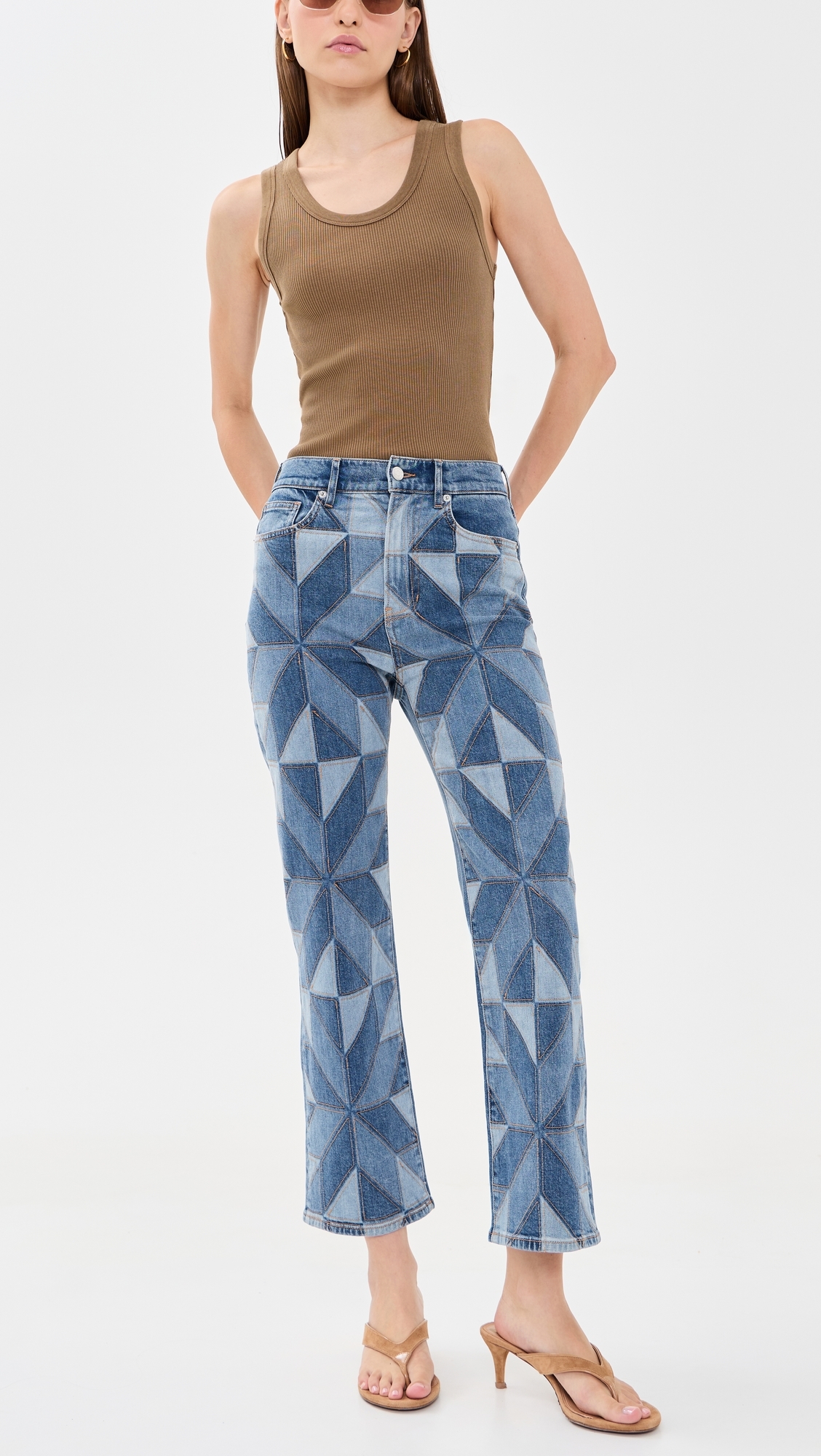 VERONICA BEARD Veronica Beard Jean Dylan Ankle High Rise Straight Leg Geometric Jeans